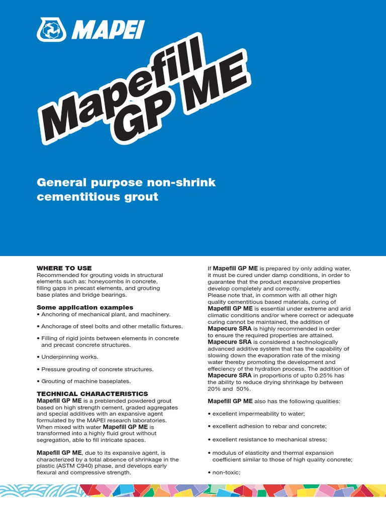Mapefill GP | PDF | Casting (Metalworking) | Concrete