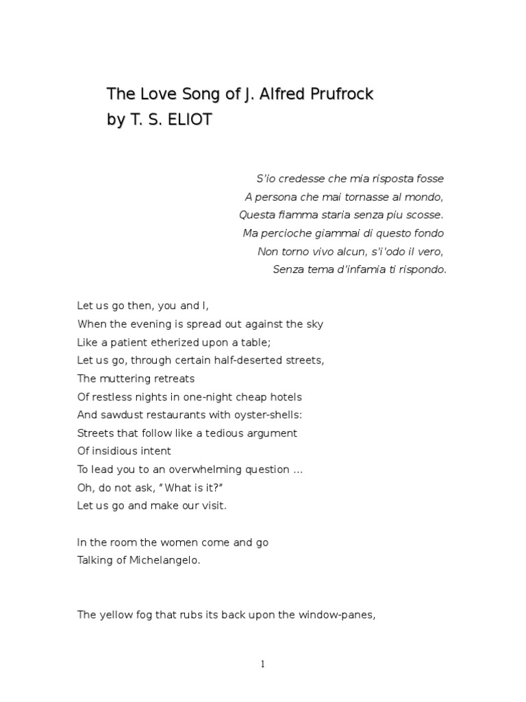 The Lovesong of J Alfred Prufrock | PDF