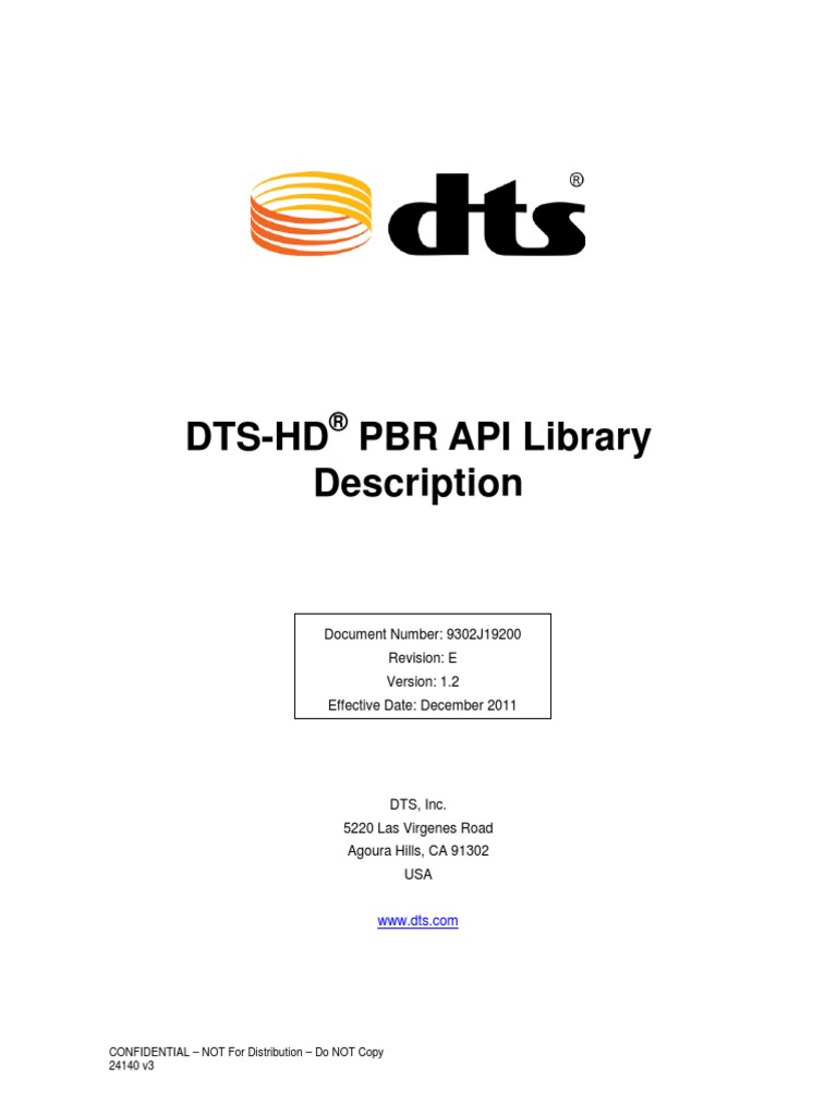 9302J19200E DTS HD PBR API Library Description | PDF | Library (Computing) | Application ...