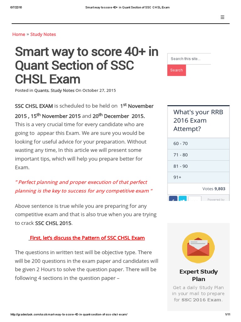 Score 40+ in SSC CHSL Quant Tips | PDF | Trigonometry | Test (Assessment)