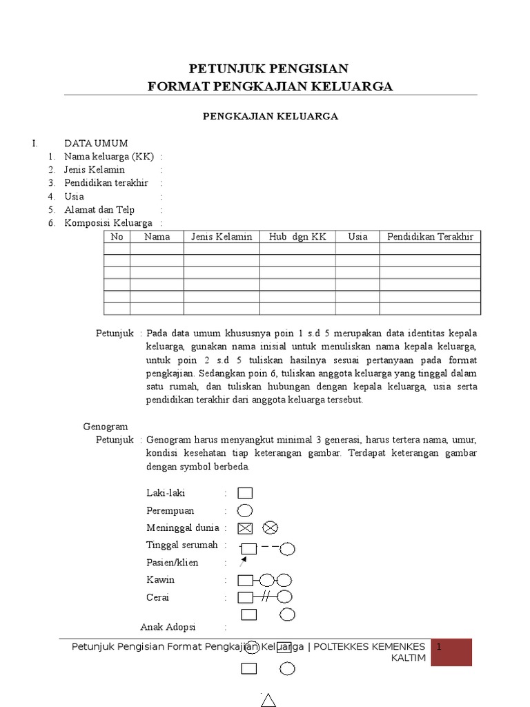 Juknis Pengisisan Format Pengkajian Kel - Friedman | PDF