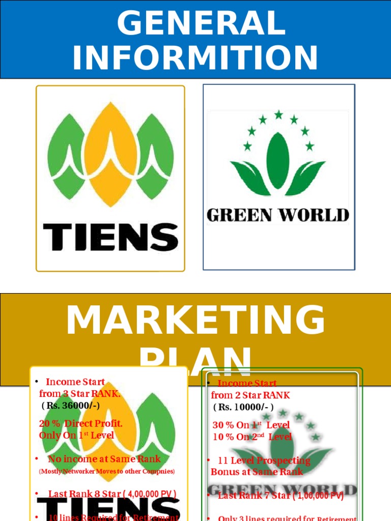 M Plan of Tiens Vs Green World | PDF | Profit (Accounting) | Economies