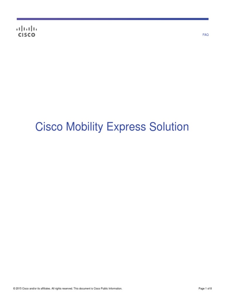 Cisco Mobility Express Solution - FAQ - V1a PDF | PDF | Wireless Lan ...