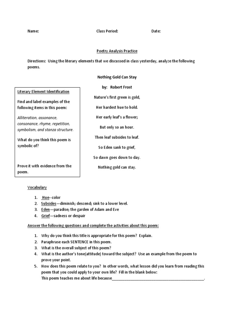 Poetry Analysis Practice Guide | PDF | Poetry