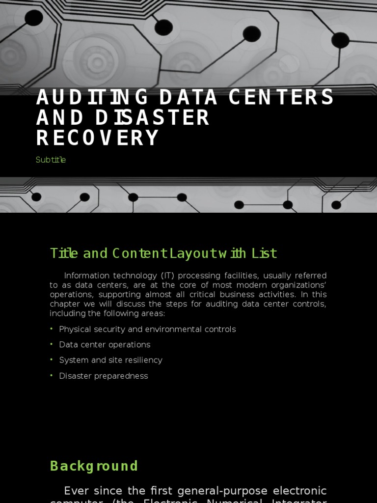 Auditing Data Centers and Disaster Recovery | PDF | Access Control ...