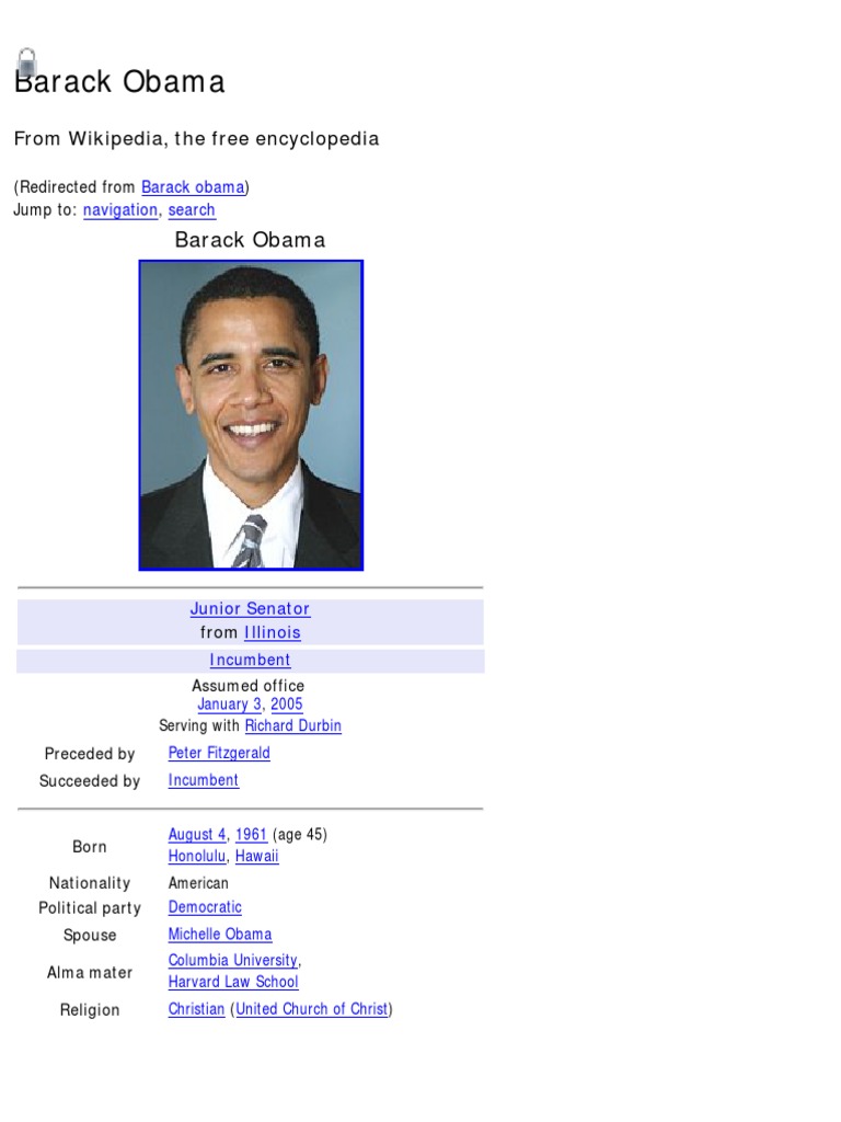 Barack Obama - Biography - Wikipedia PDF | PDF | Barack Obama | Government