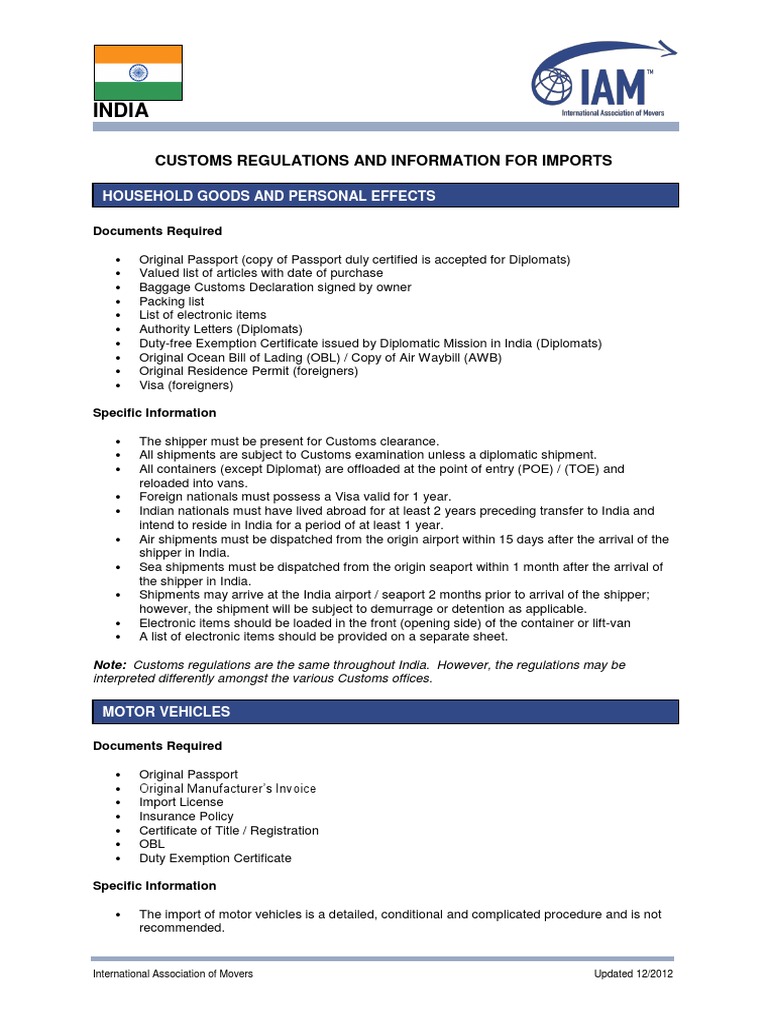 India Customsregulation PDF | PDF | Travel Visa | Business