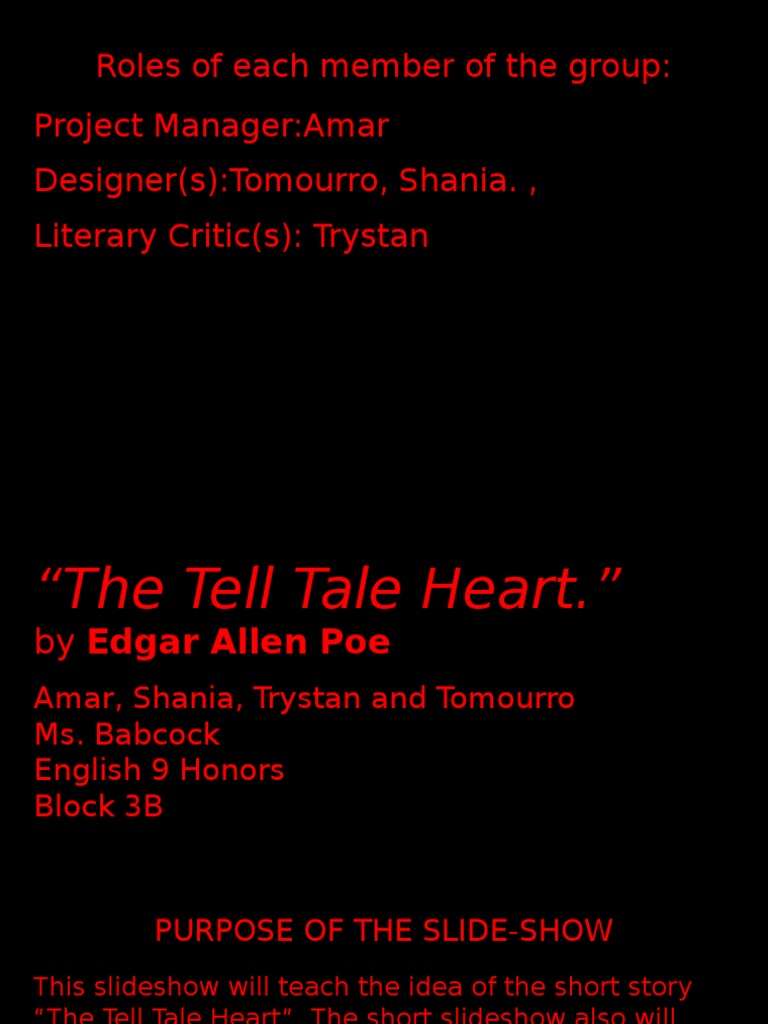 Shania and Amar's "Tell-Tale Heart" Overview | PDF | General Fiction