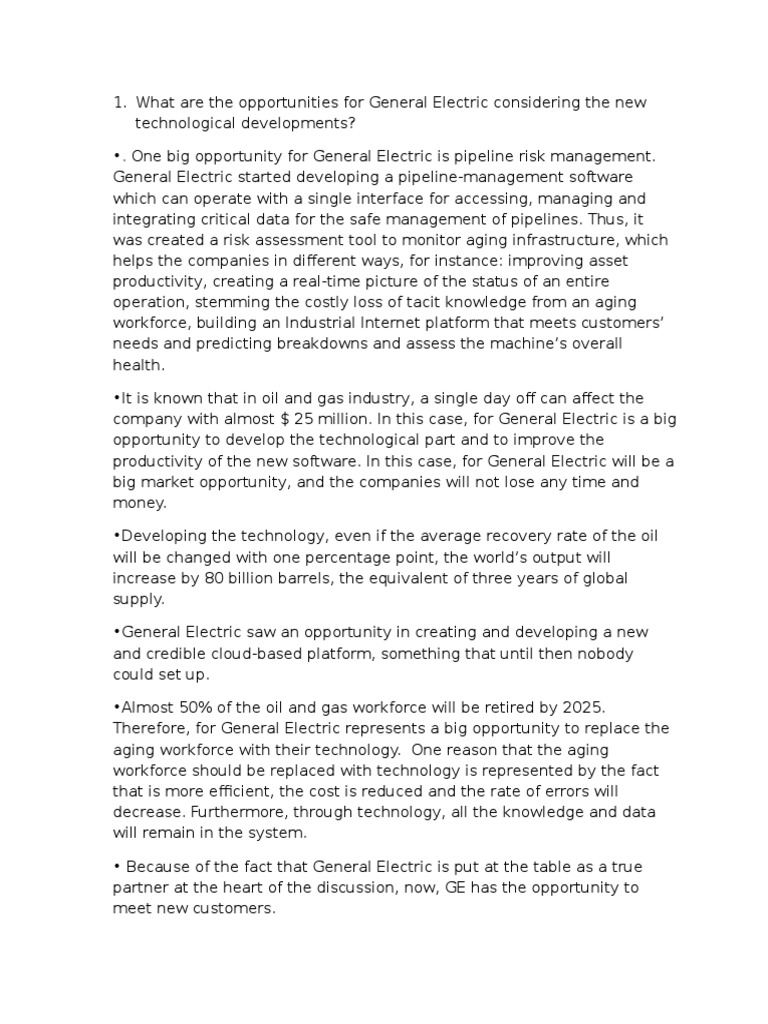 Case Study General Electric | PDF | General Electric | Pipeline Transport
