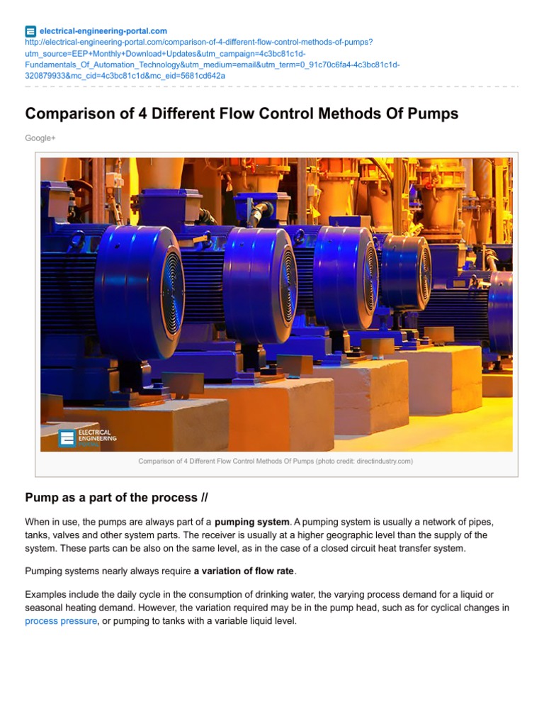Comparison of 4 Different Flow Control Methods of Pumps | PDF ...
