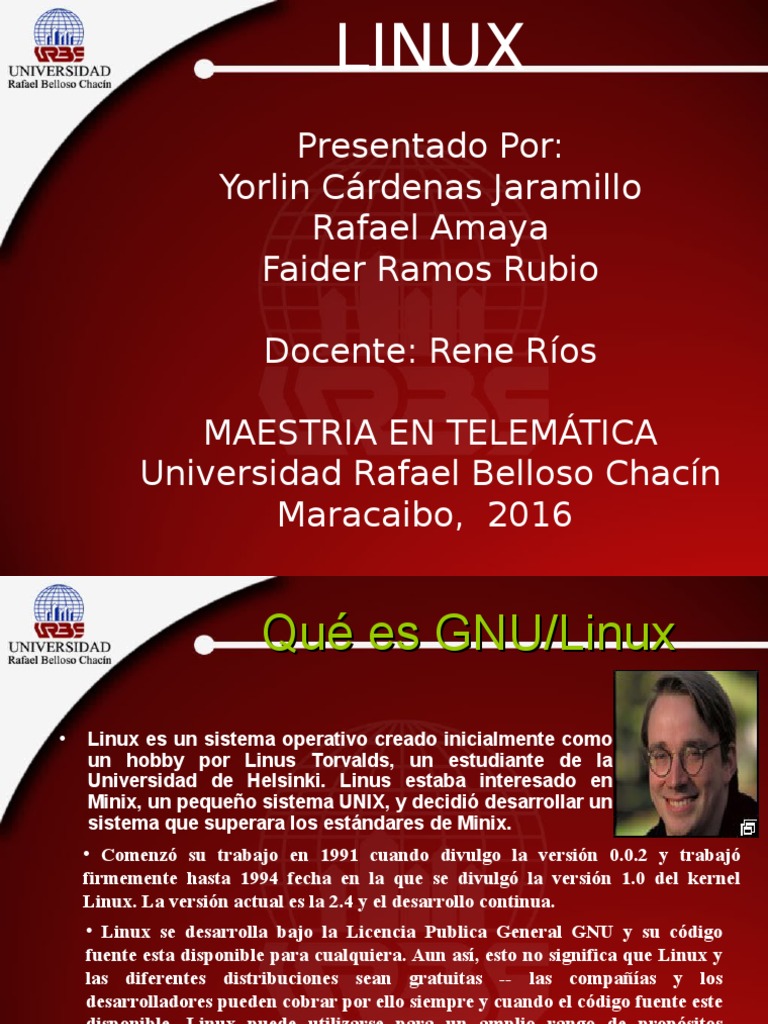 Diapositiva Exposicion de Linux | PDF