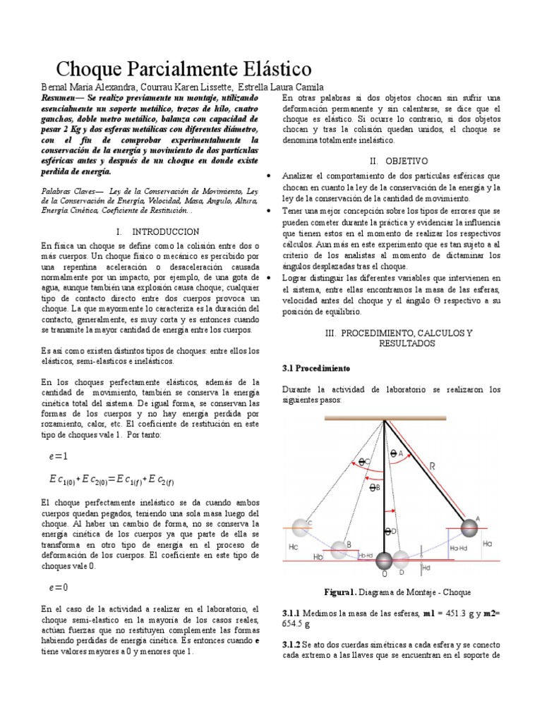 Informe de Choque Parcialmente Elastico | Descargar gratis PDF ...