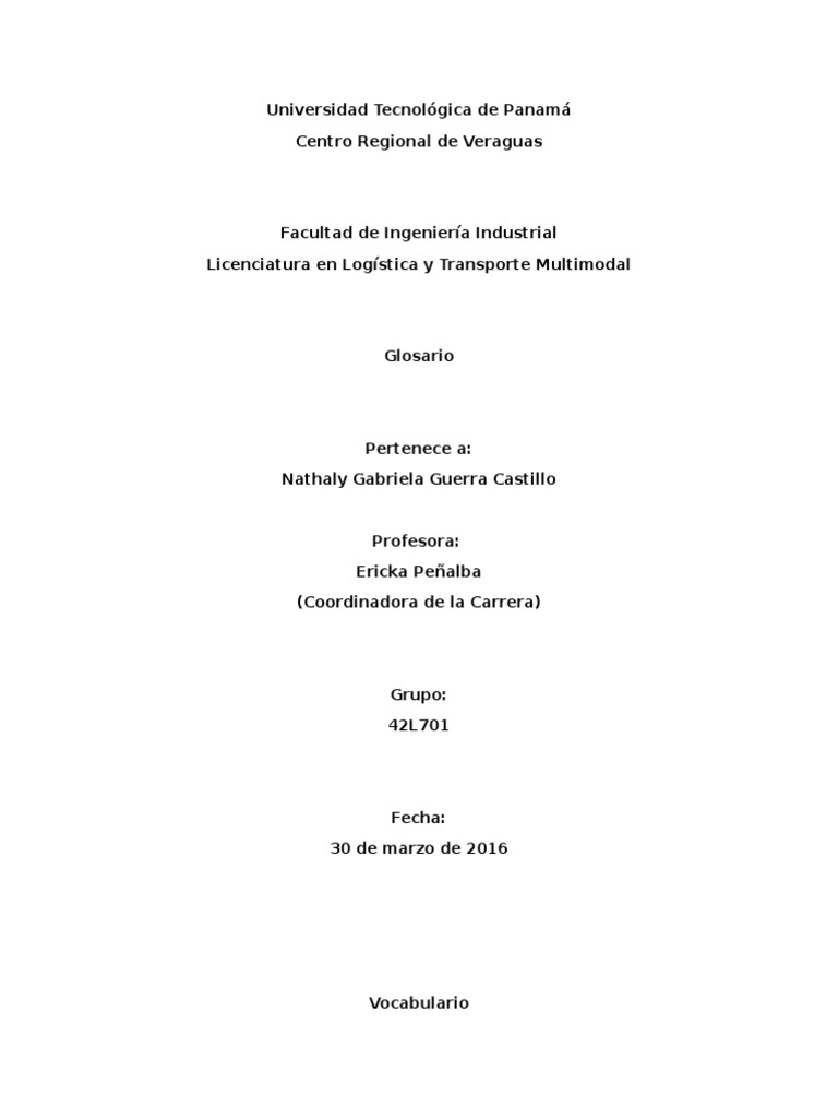 Vocabulario Introduccion A La Logistica | PDF | Logística | Transporte