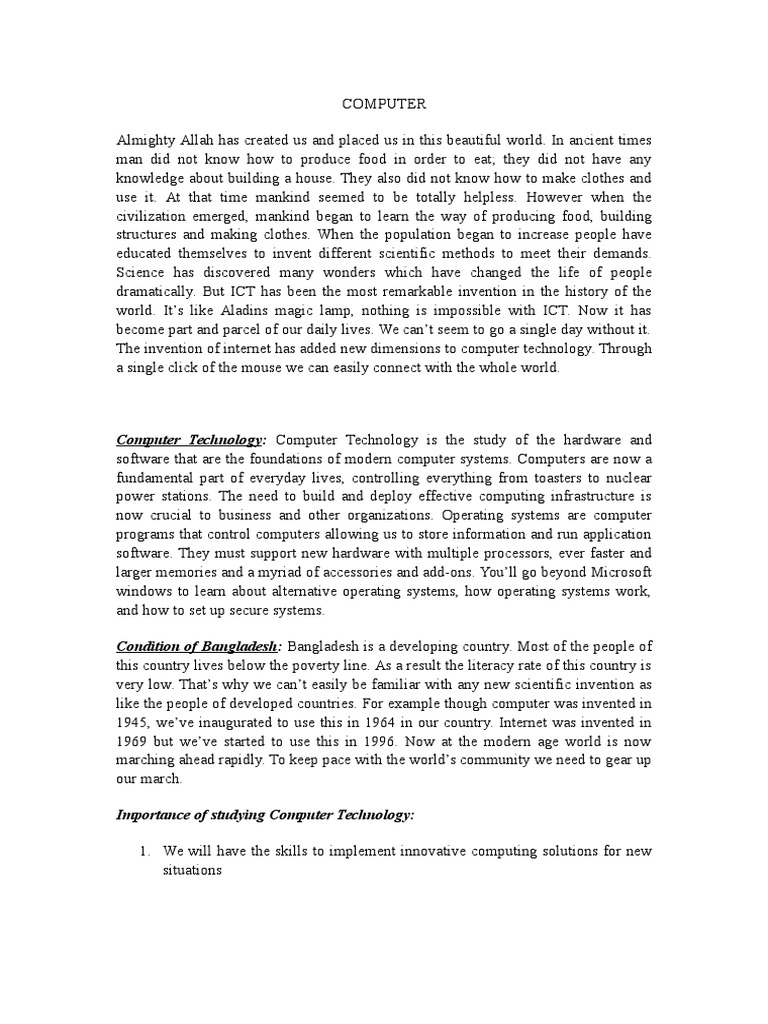 Computer Technology: Computer Technology Is The Study of The Hardware ...