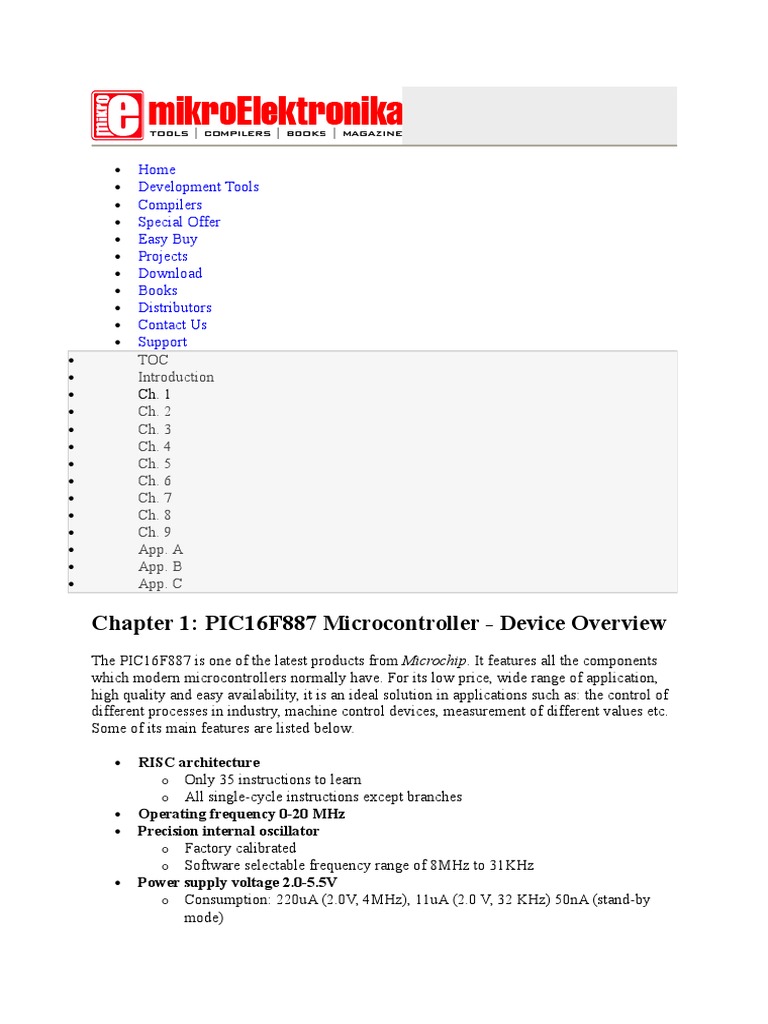 Chapter 1: PIC16F887 Microcontroller - Device Overview | PDF | Microcontroller | Read Only Memory