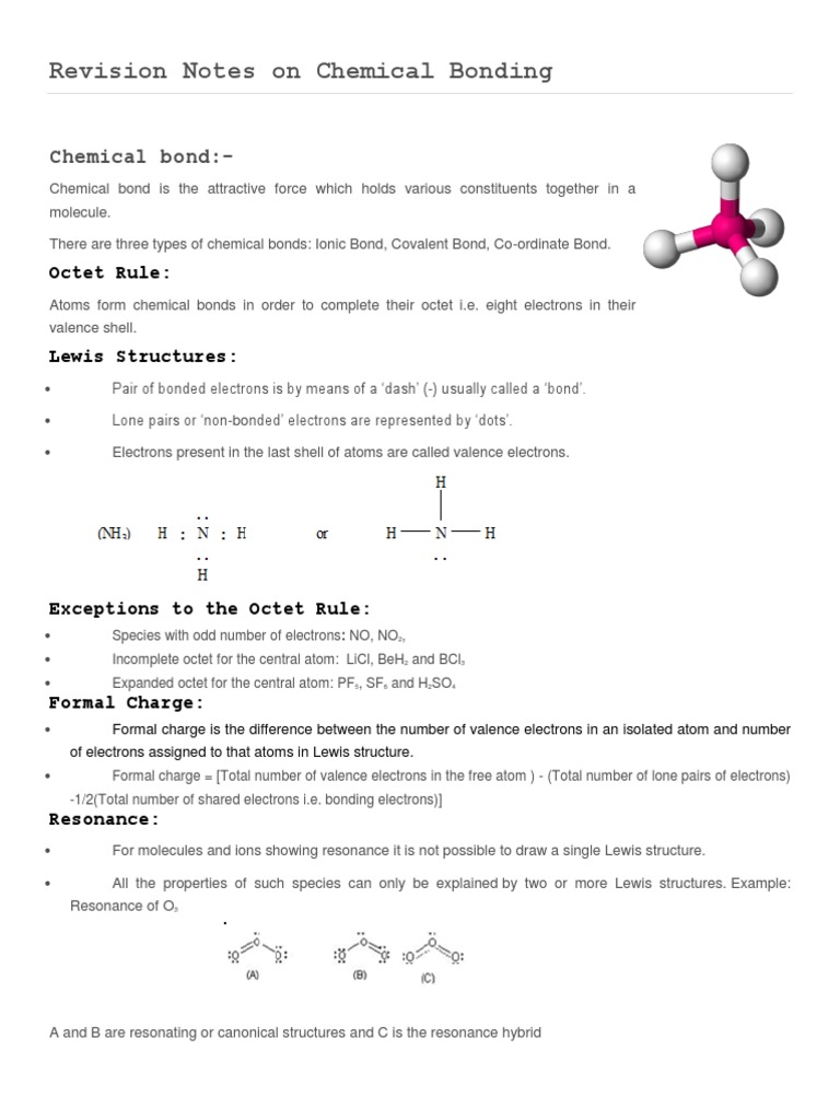 Revision Notes On Chemical Bonding | Download Free PDF | Ionic Bonding ...