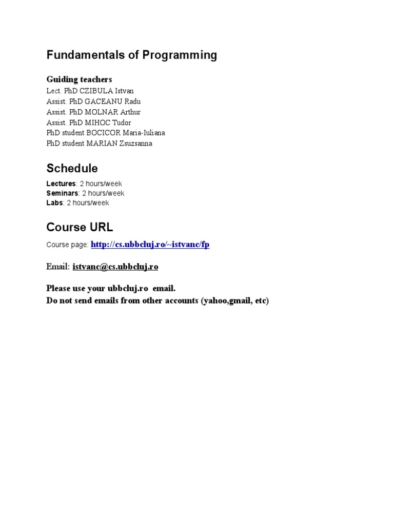 Fundamentele Programarii CURS 1 | PDF | Boolean Data Type | Variable (Computer Science)