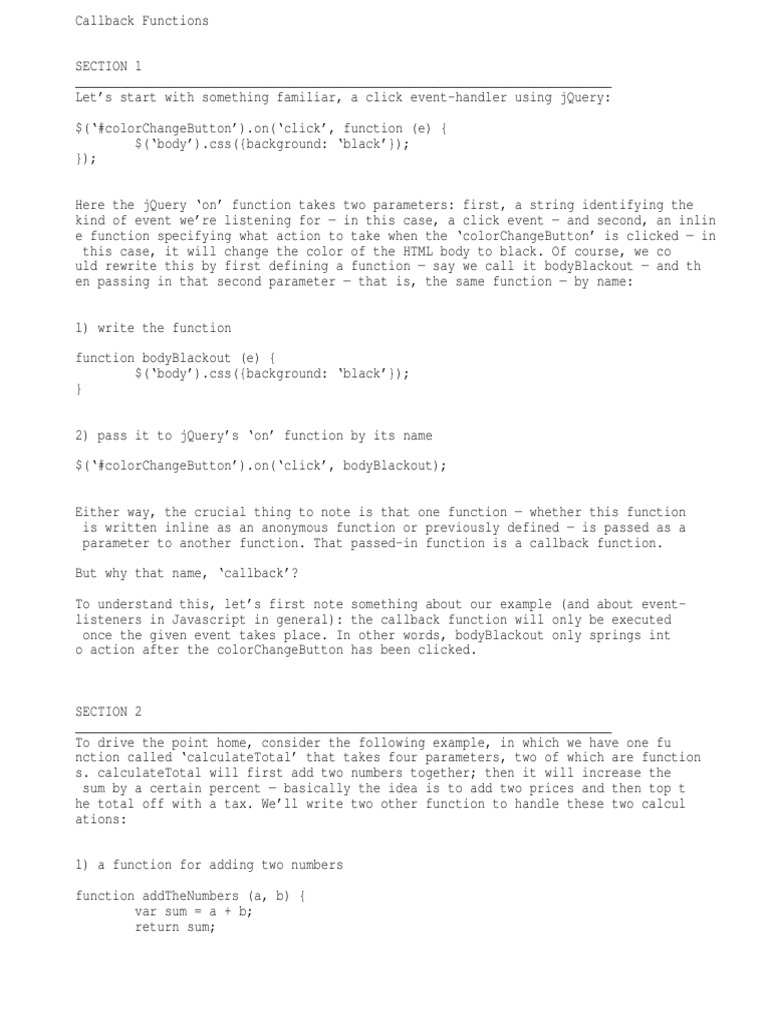 JavaScript Callbacks: Under The Hood | PDF | Callback (Computer Programming) | Java Script
