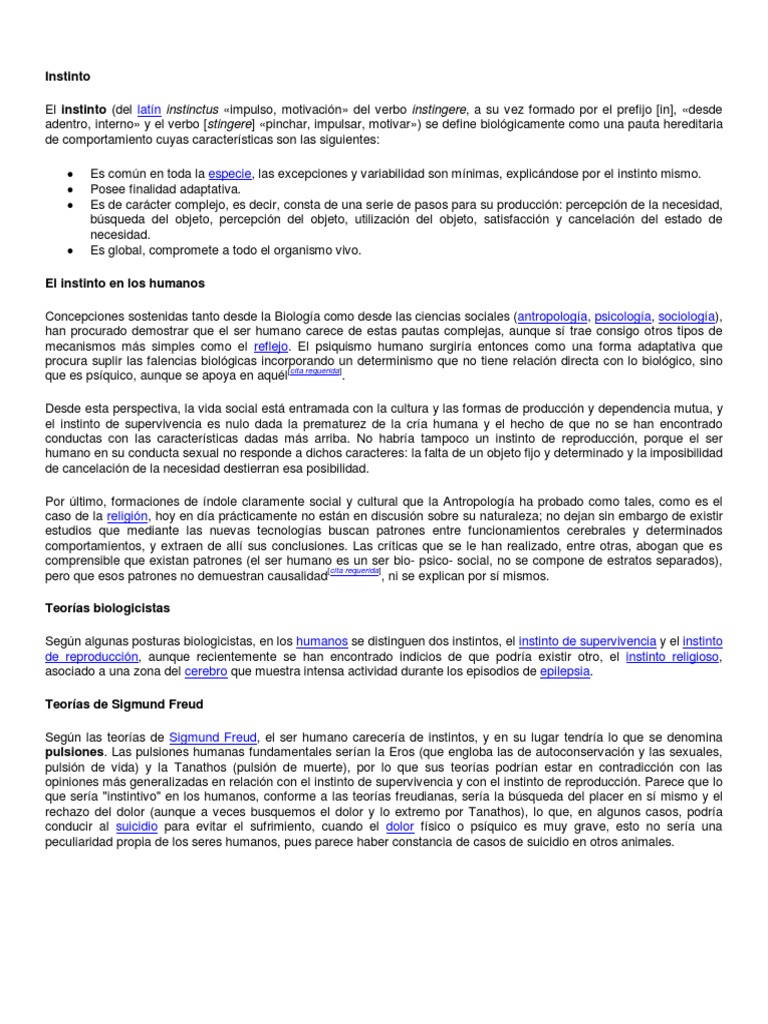 Definición y Teorías del Instinto Humano | PDF | Instinto | Conceptos ...