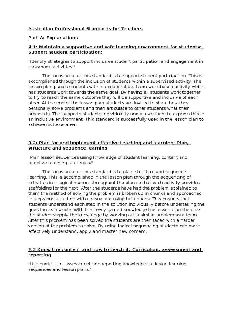 Australian Professional Standards For Teachers | PDF | Lesson Plan ...