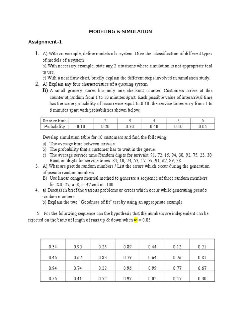 Assignment Modeling & Simulation | PDF | Randomness | Probability ... Assignment Modeling & Simulation | PDF | Randomness | Probability ...
