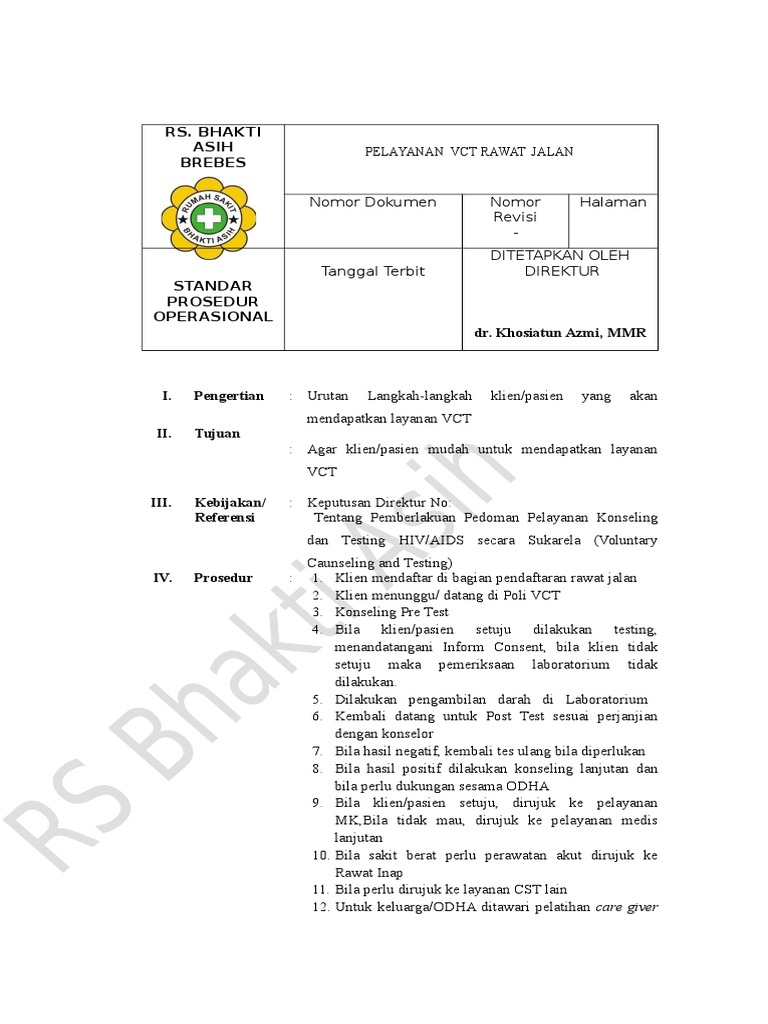 SPO Pelayanan VCT | PDF | Hukum | Pengembangan Diri