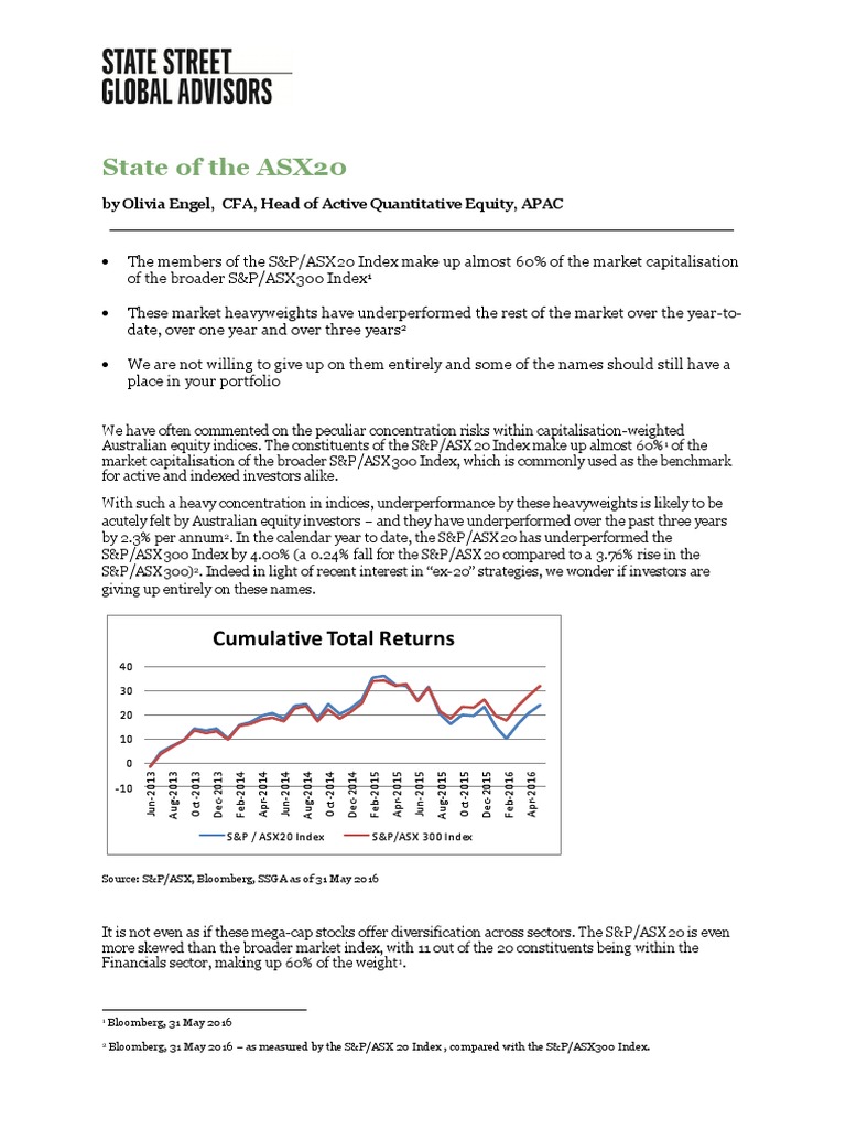 State of The ASX20 May 2016 | PDF | Stock Market Index | Investing