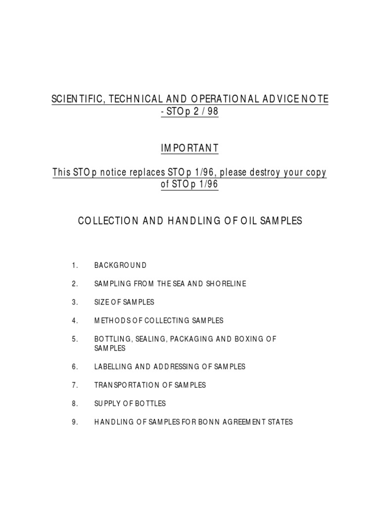 Scientific, Technical and Operational Advice Note - Stop 2 / 98 | PDF ...