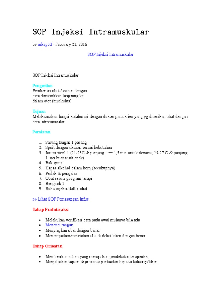 SOP Injeksi IM | PDF