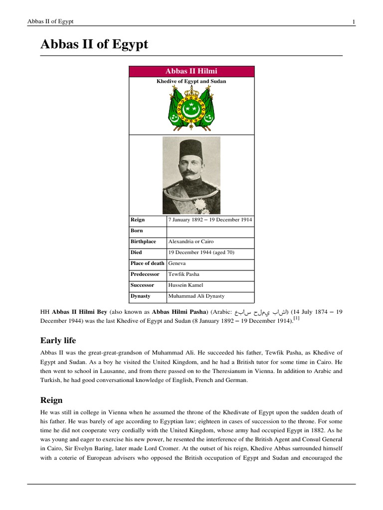 r2h - Abbas II Hilmi V.GB | PDF | Egypt | Government