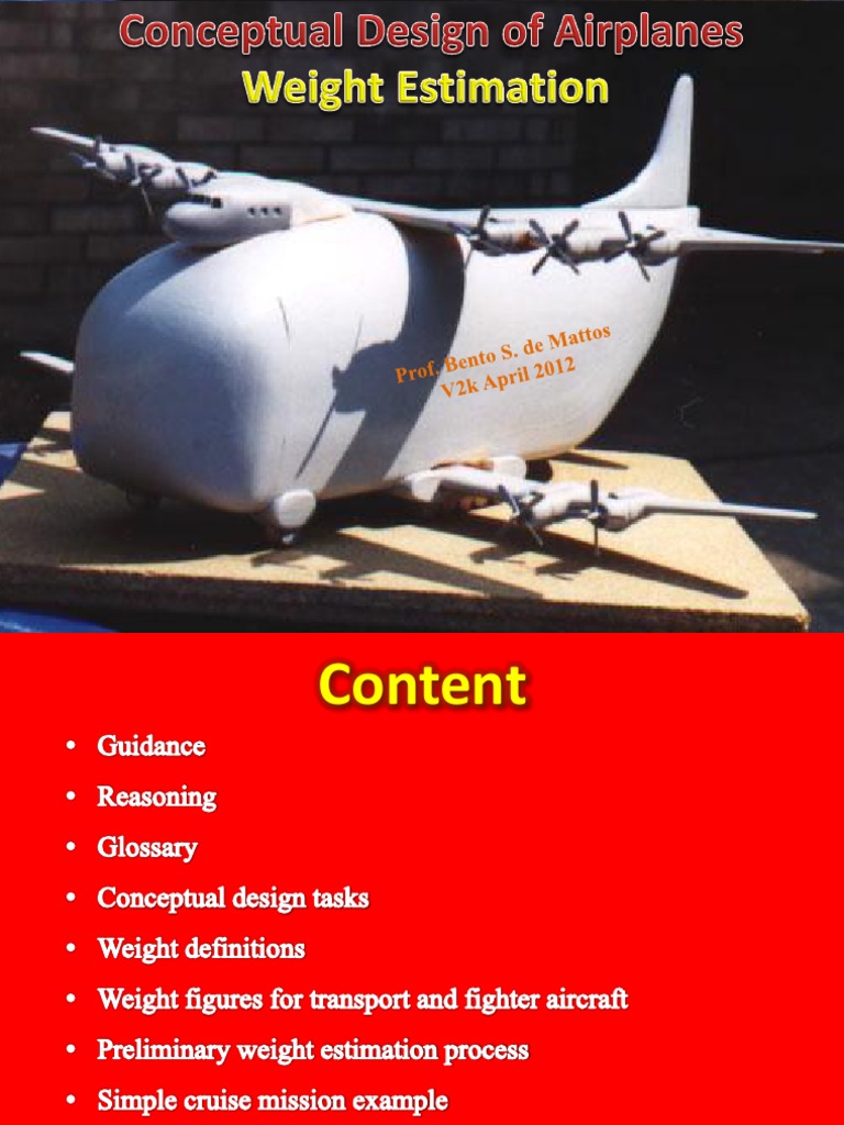 Weight Estimation - Conceptual Design of Airplanes | Download Free PDF ...