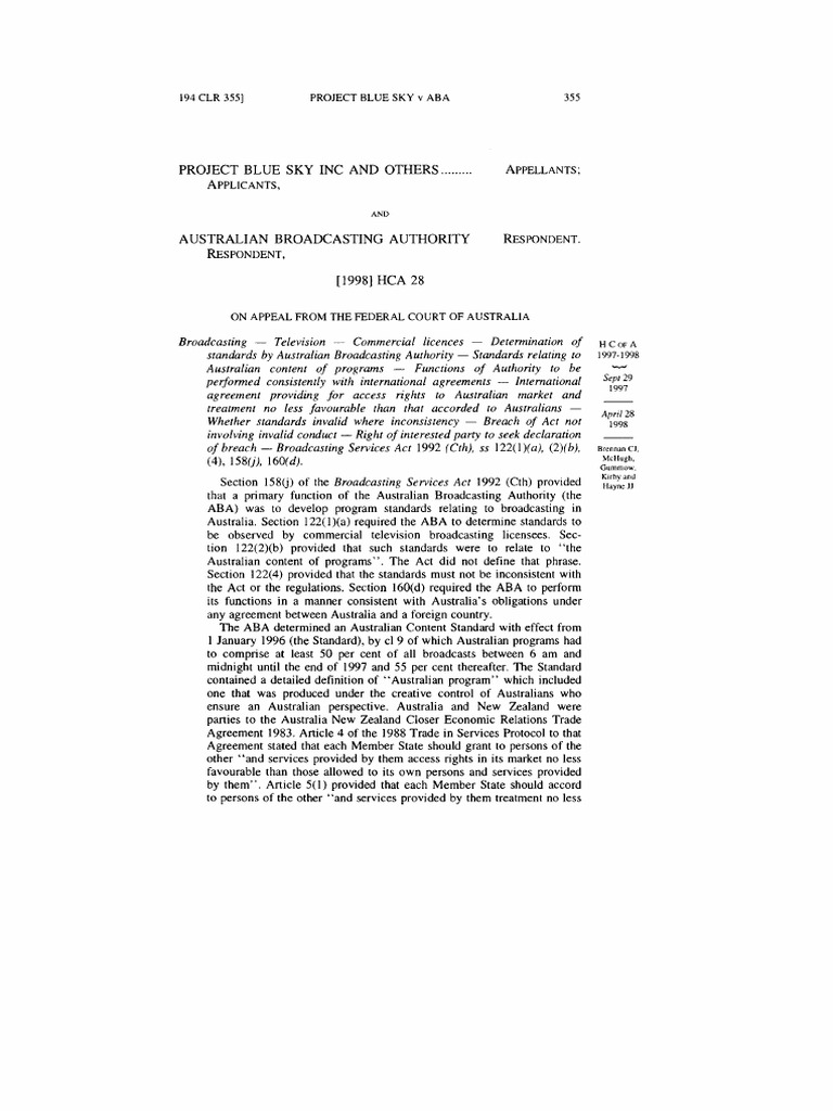 Project Blue Sky | PDF | Treaty | Television Programs