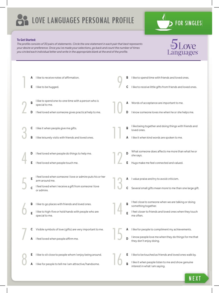 Five Love Languages Quiz | PDF