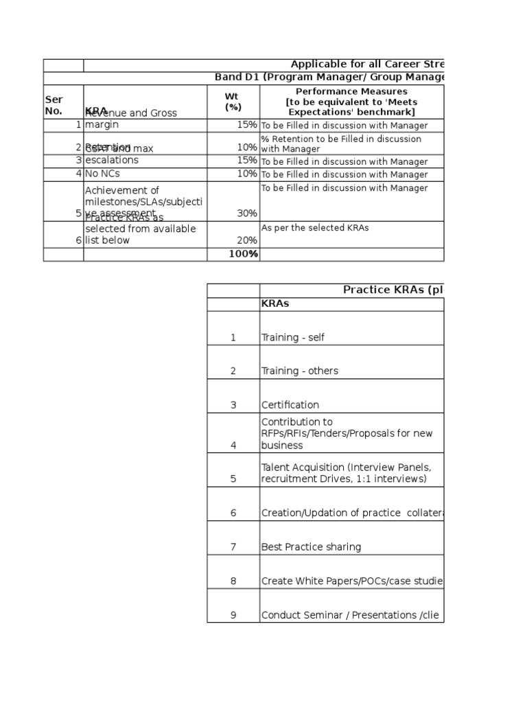 KRA Template by Level and Role | PDF | Unit Testing | Software