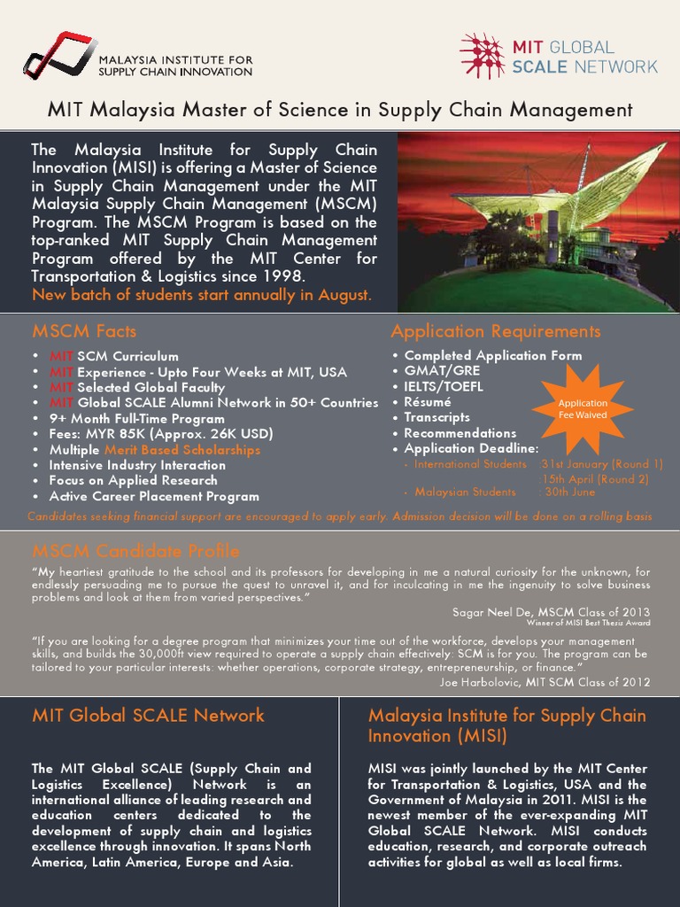 MIT SCM Full Time Brochure 28.8.13 | PDF | Supply Chain Management ...