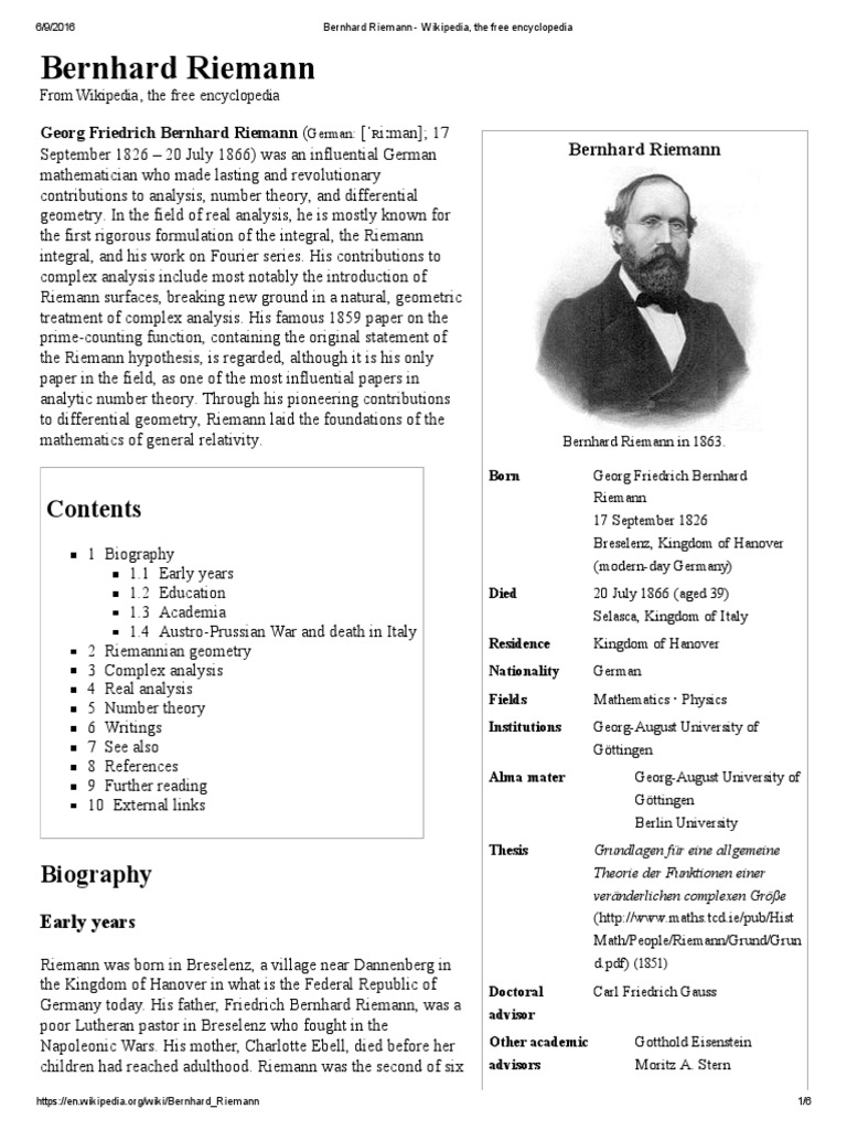 A Concise Biography of the Renowned 19th Century German Mathematician ...