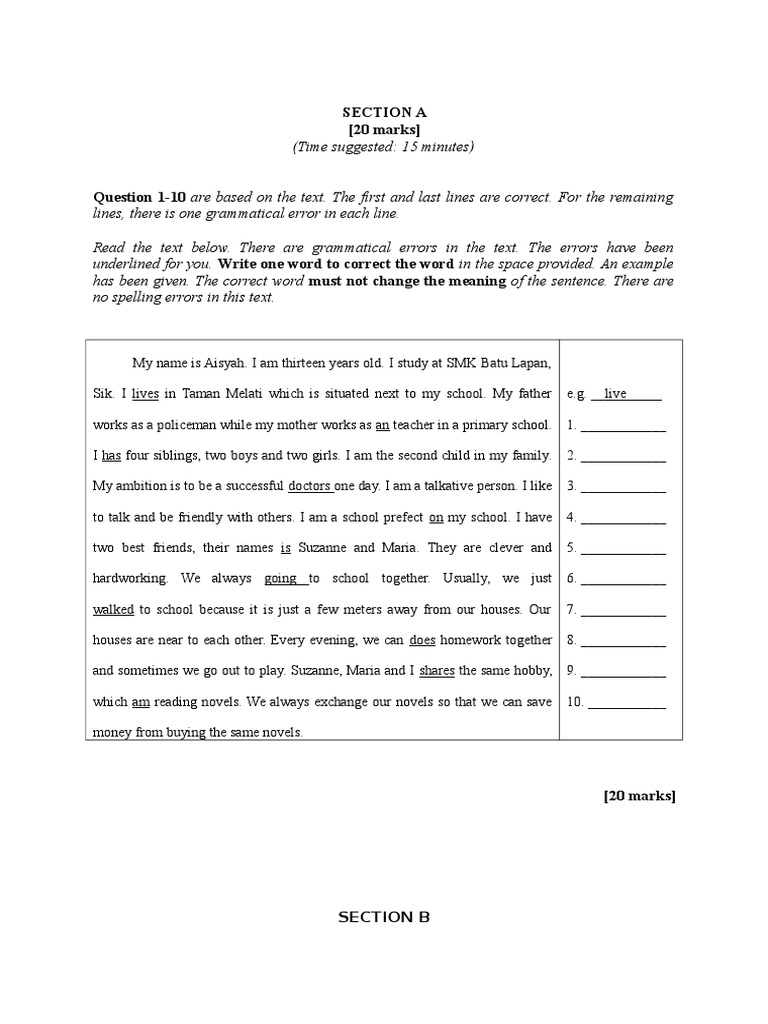 Form 1 English Exam Paper Guide | PDF