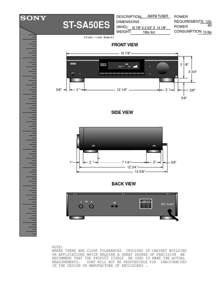 Sony ST-SA50ES AM/FM Tuner Specs | PDF | Computers