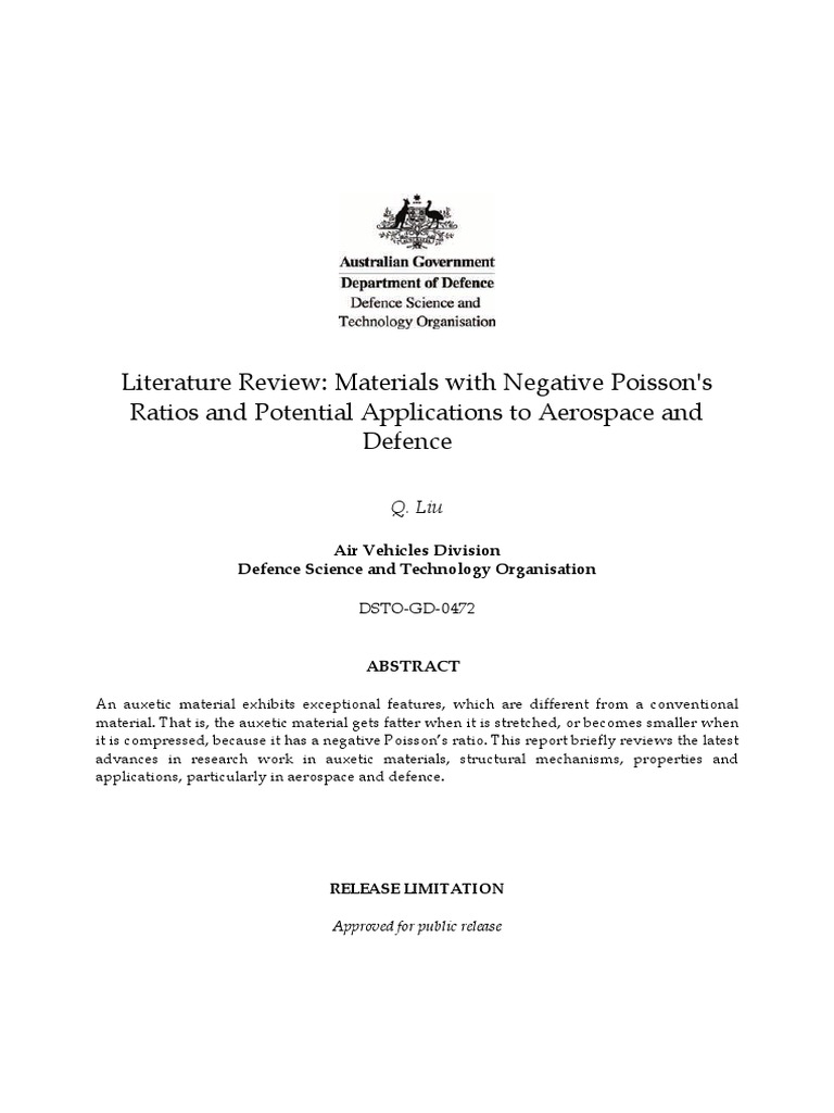 Negative Poisson Ratio Materials and Potential in Aerospace and Defense ...