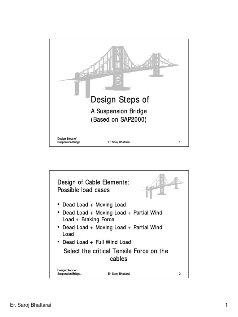 Design Steps Suspension Bridges | PDF | Truss | Structural Engineering