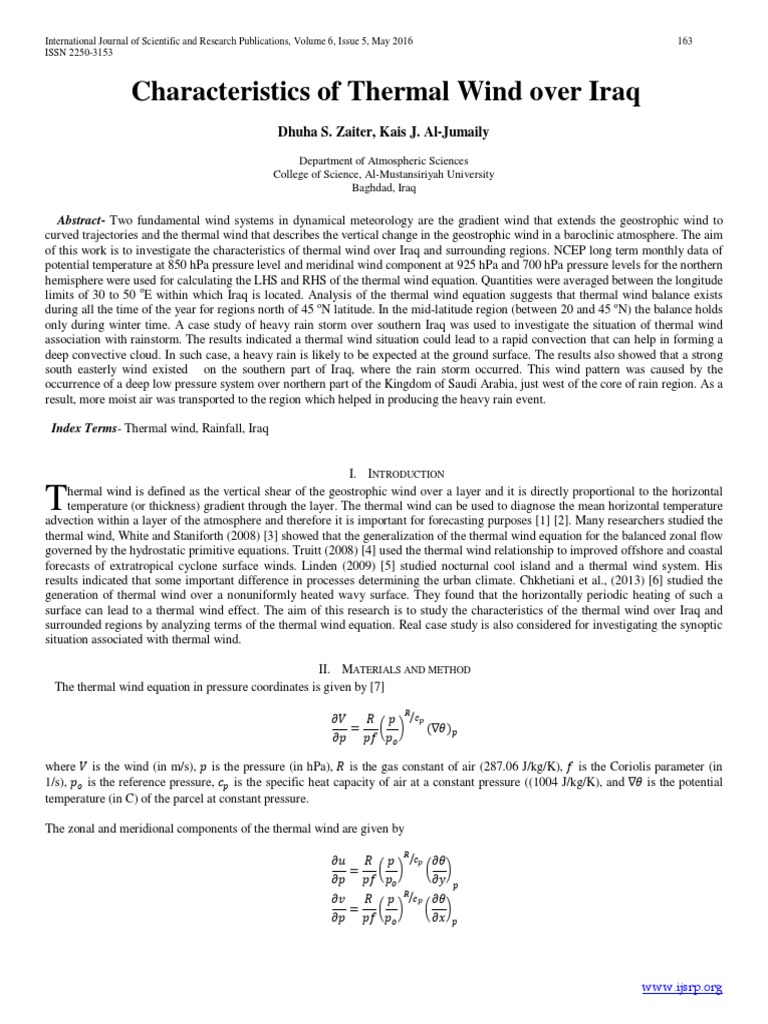 Characteristics of Thermal Wind Over Iraq | PDF | Wound | Rain