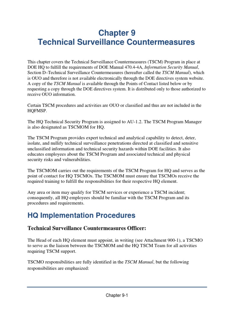 Chapter 9 Technical Surveillance Countermeasures | PDF | Vulnerability (Computing) | Security