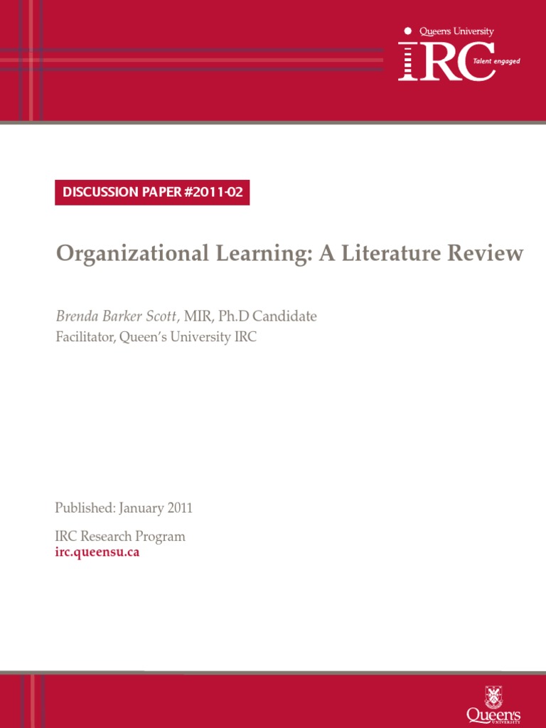 Organizational Learning A Literature Review | PDF | Tacit Knowledge | Learning