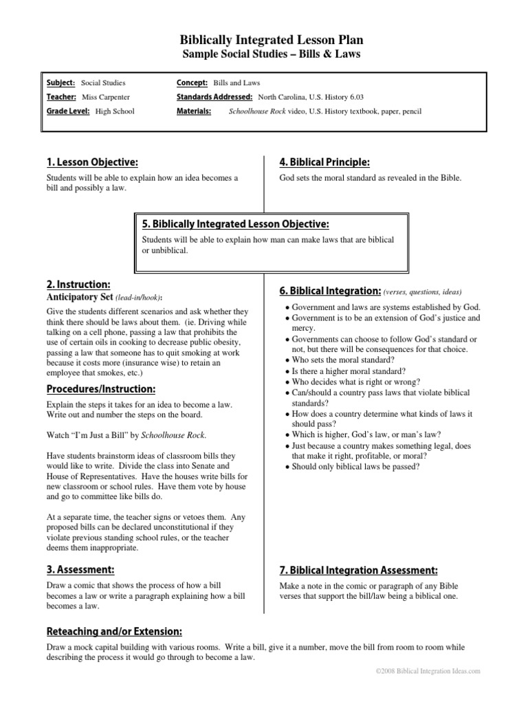 Lesson Plan Sample Social Studies Bills | PDF | Lesson Plan | Social ...