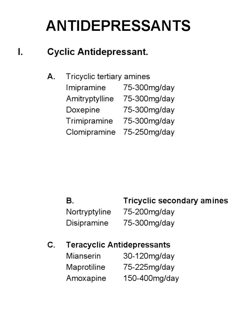 Antidepressants: I. Cyclic Antidepressant | PDF | Antidepressant | Drugs