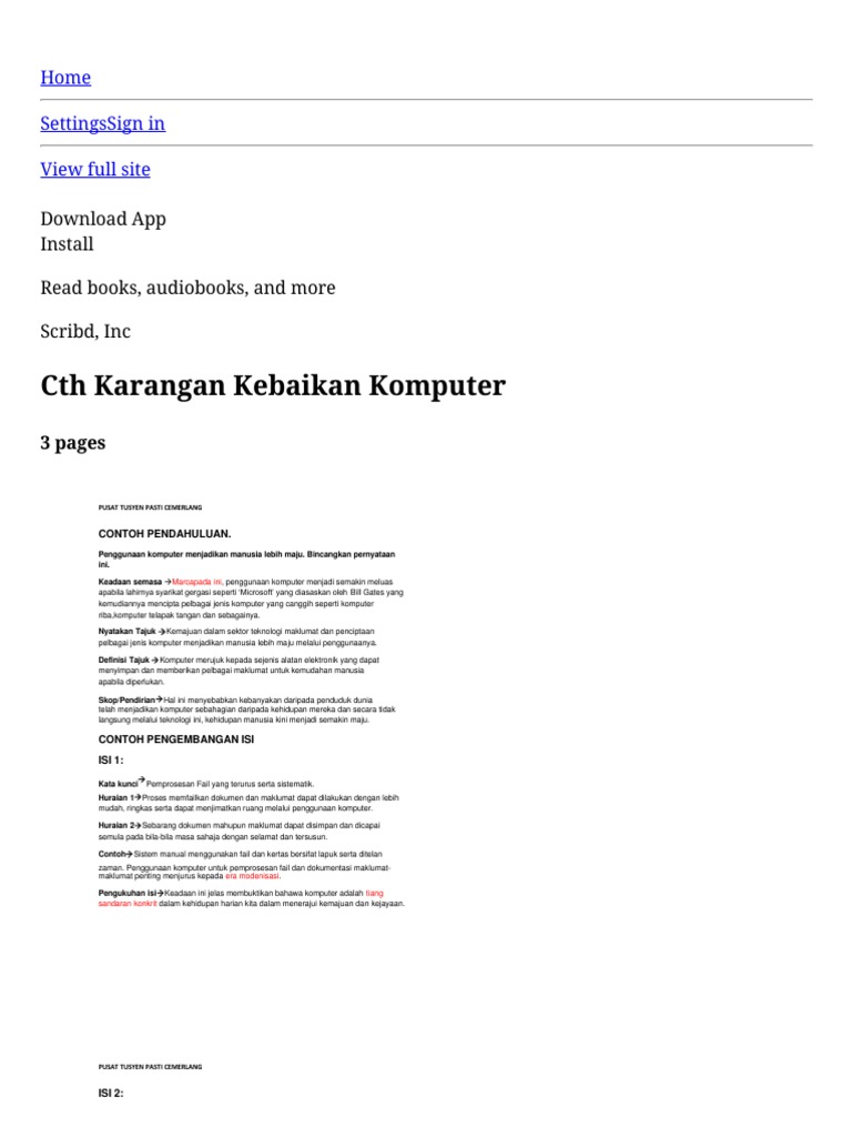 CTH Karangan Kebaikan Komputer | PDF