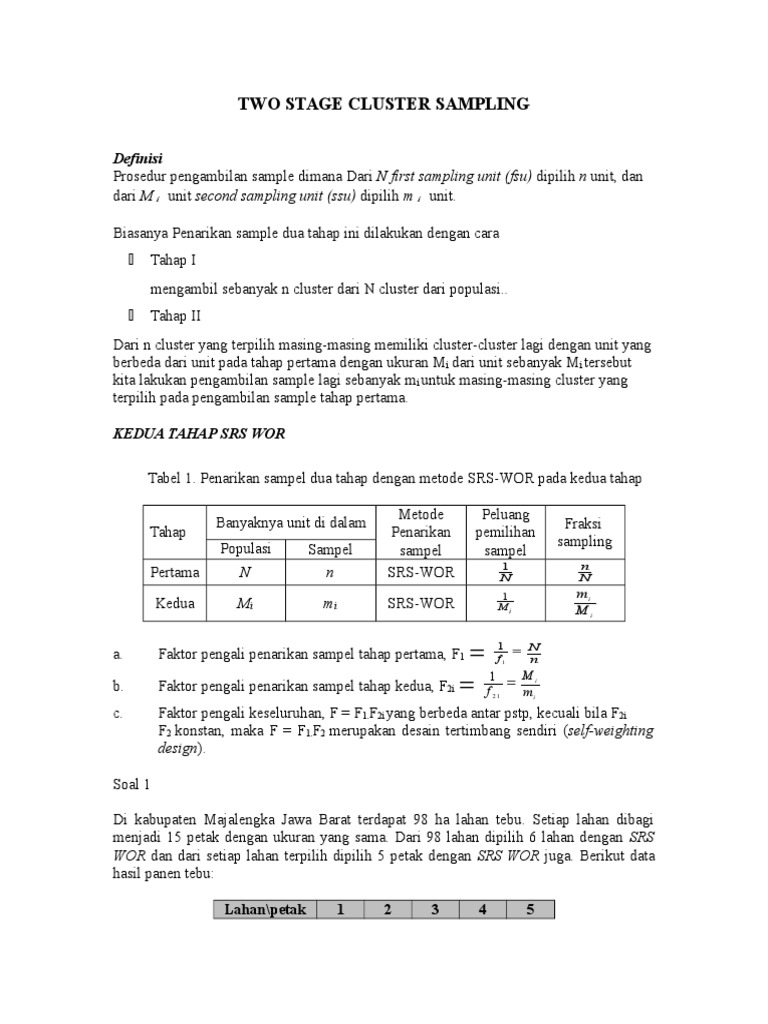 Two Stage Cluster Sampling | PDF