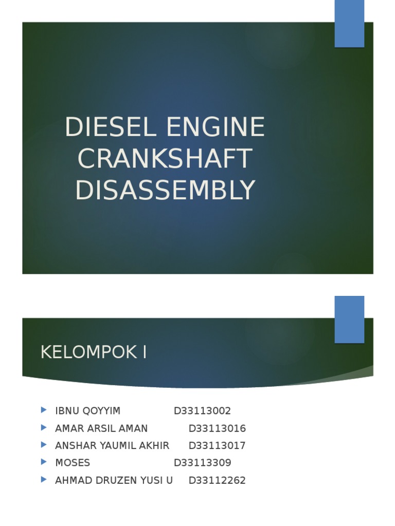 Diesel Engine Crankshaft Disassembly | PDF | Cylinder (Engine) | Piston