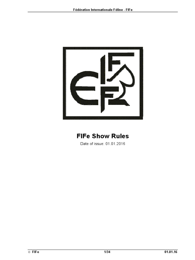 Fife Show Rules: Fédération Internationale Féline - Fife | PDF ...