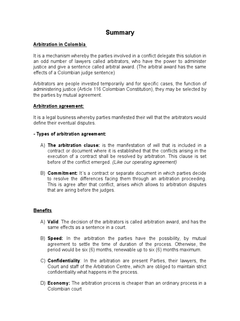 Arbitration Summary | PDF | Arbitration | Private Law